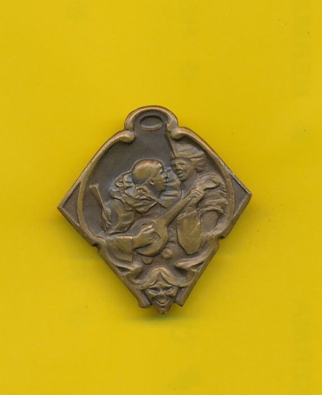 Art Nouveau Bronze Pin Brooch Depicting Pierrot and Colombine Dated of ...