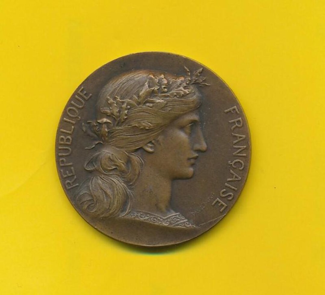 Rare Art Nouveau Bronze Charm Medal WWI France Marianne by Daniel ...