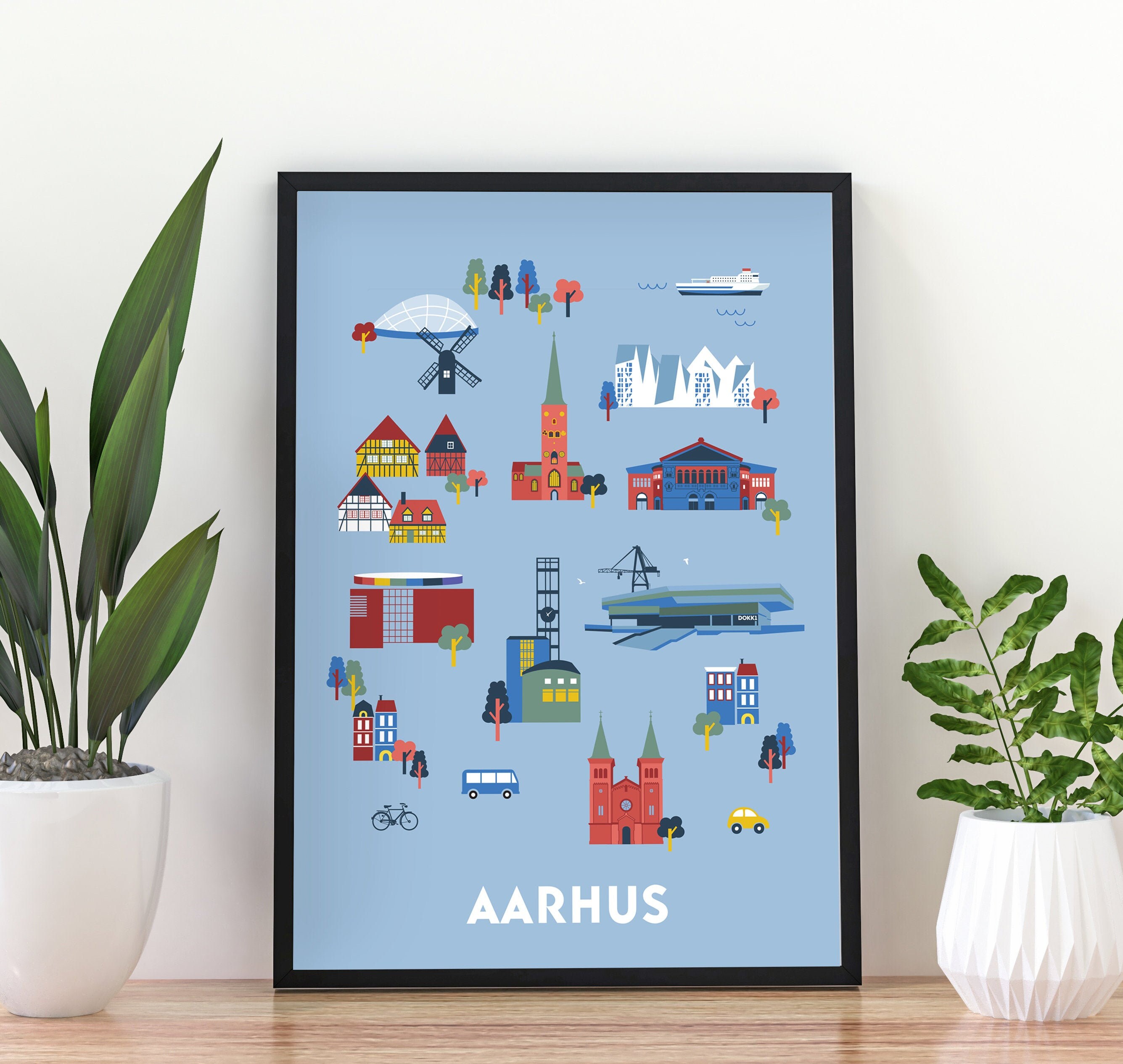 Aarhus Illustrated City Map Denmark Art Print Digital Download - Etsy