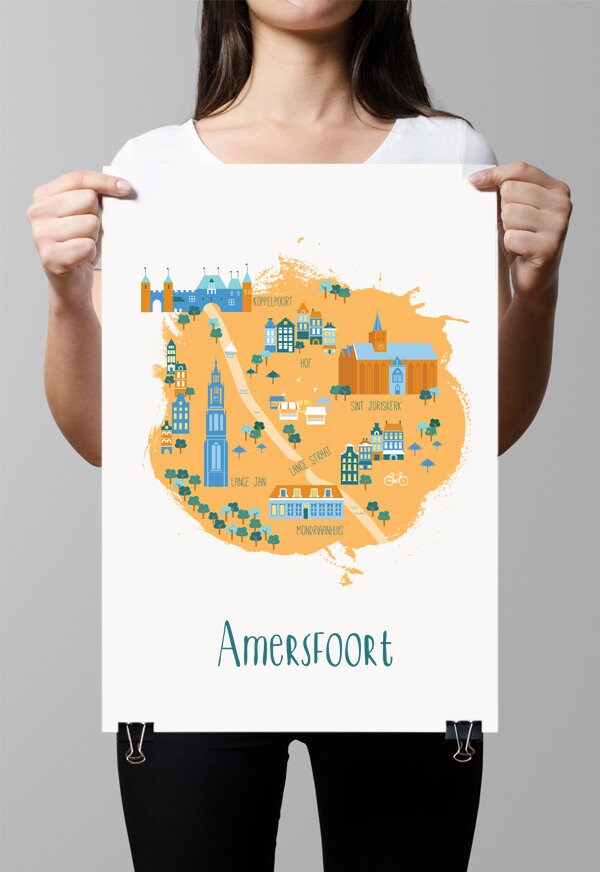 Art Print City Map Amersfoort the Netherlands Illustration Digital ...
