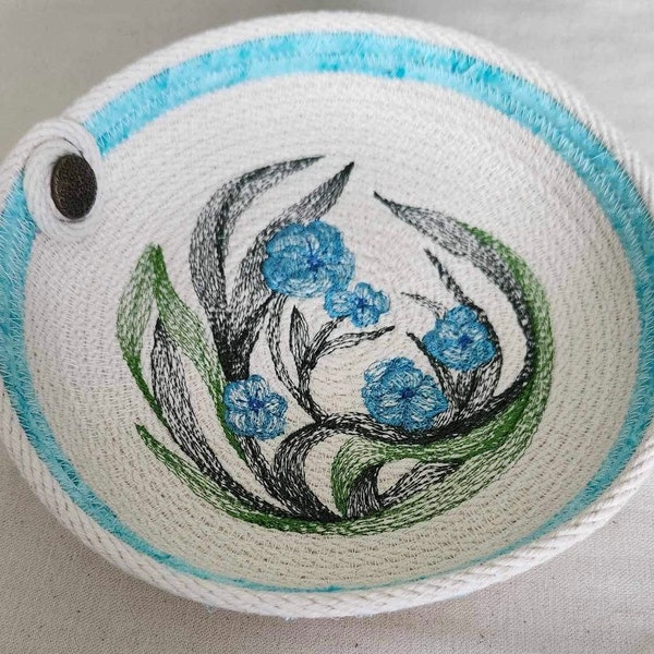 Embroidered Rope Baskets - Etsy