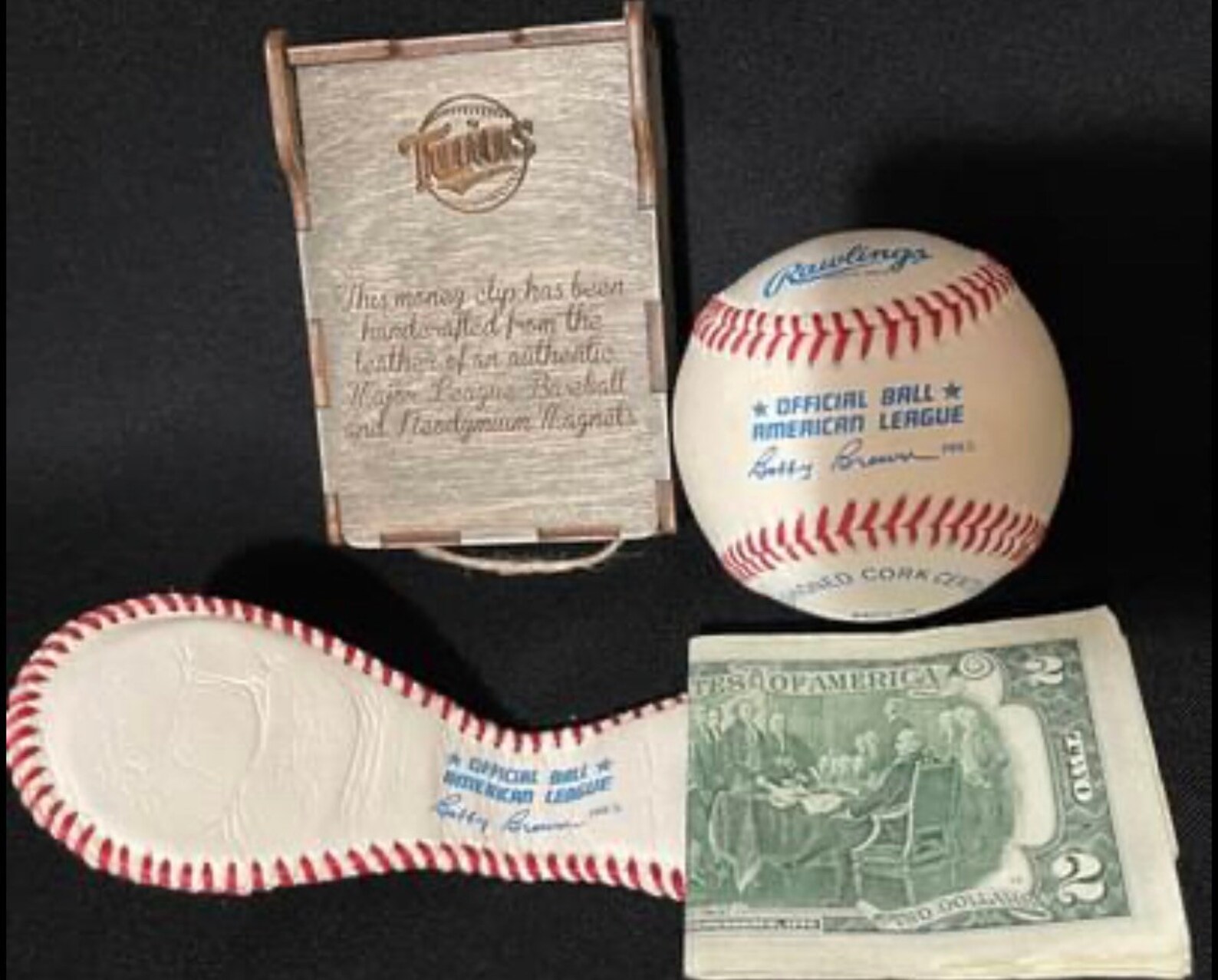 Baseball Money Clip- Made With a Baseball Money Clip- Wooden Boxed ...