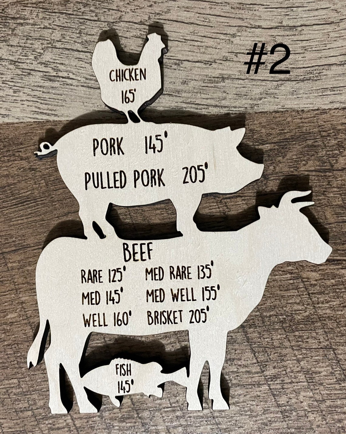 Chicken Pig Cow Fish Meat Temperature Magnet Wooden | Etsy