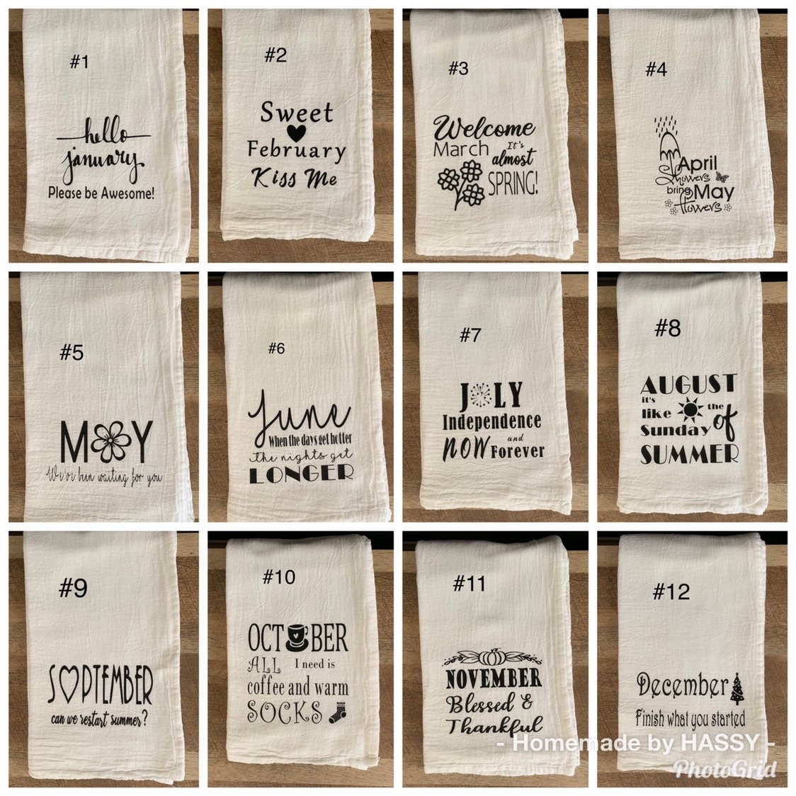 Personalized Tea Towel Wedding Gift; Tea Towels Months of the Year ...