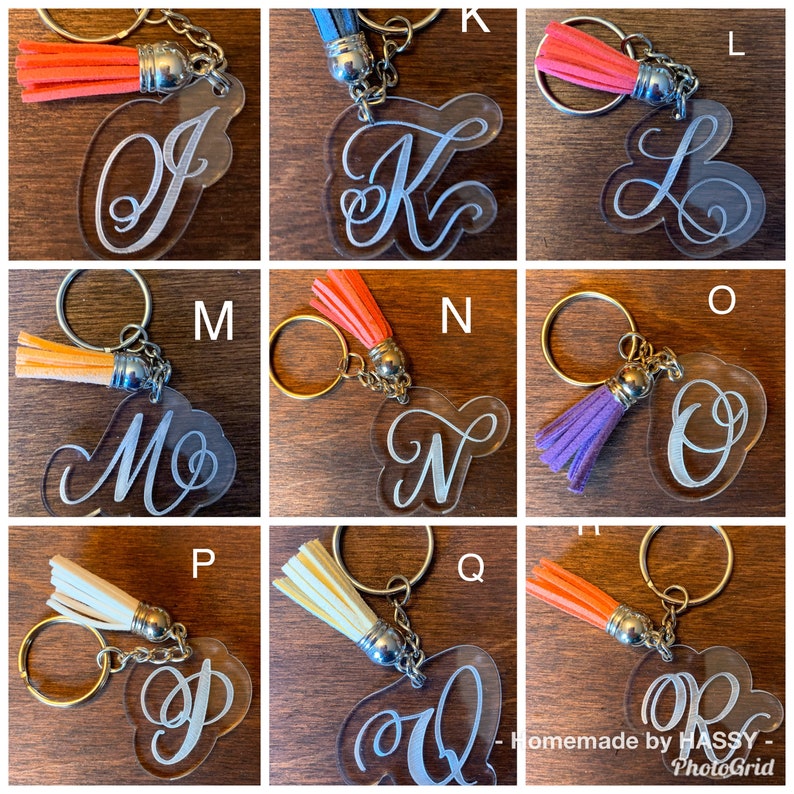 Keychain Personalized Keychain Acrylic Keychain Initial - Etsy