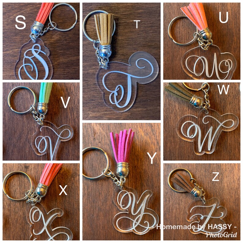 Keychain Personalized Keychain Acrylic Keychain Initial - Etsy
