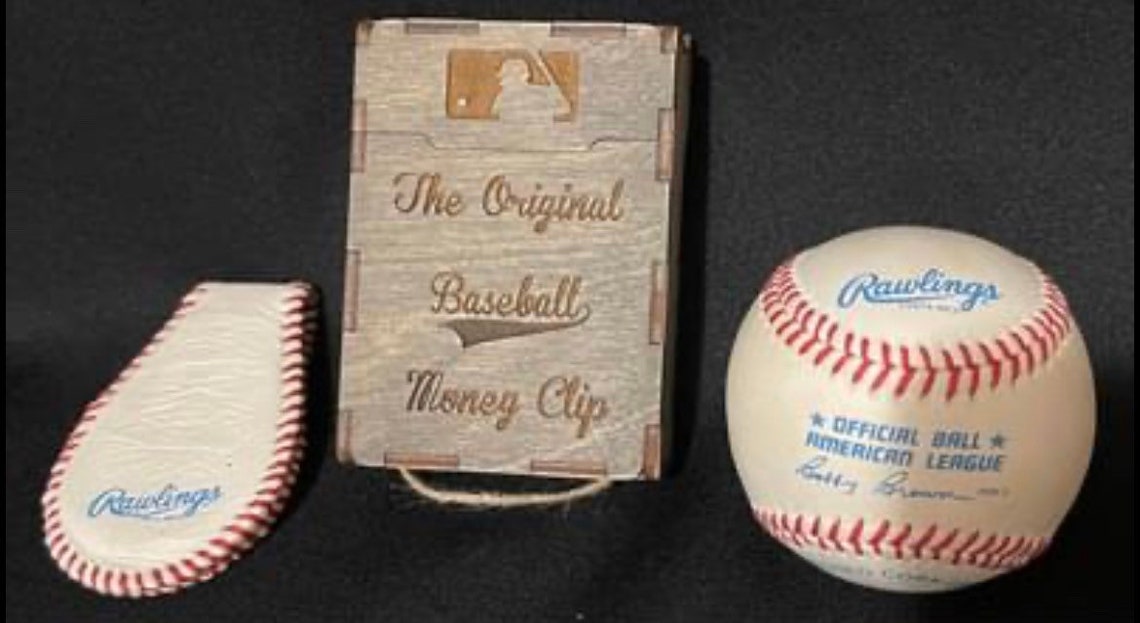 Baseball Money Clip- Made With a Baseball Money Clip- Wooden Boxed ...
