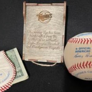 Baseball Money Clip- Made With a Baseball Money Clip- Wooden Boxed ...