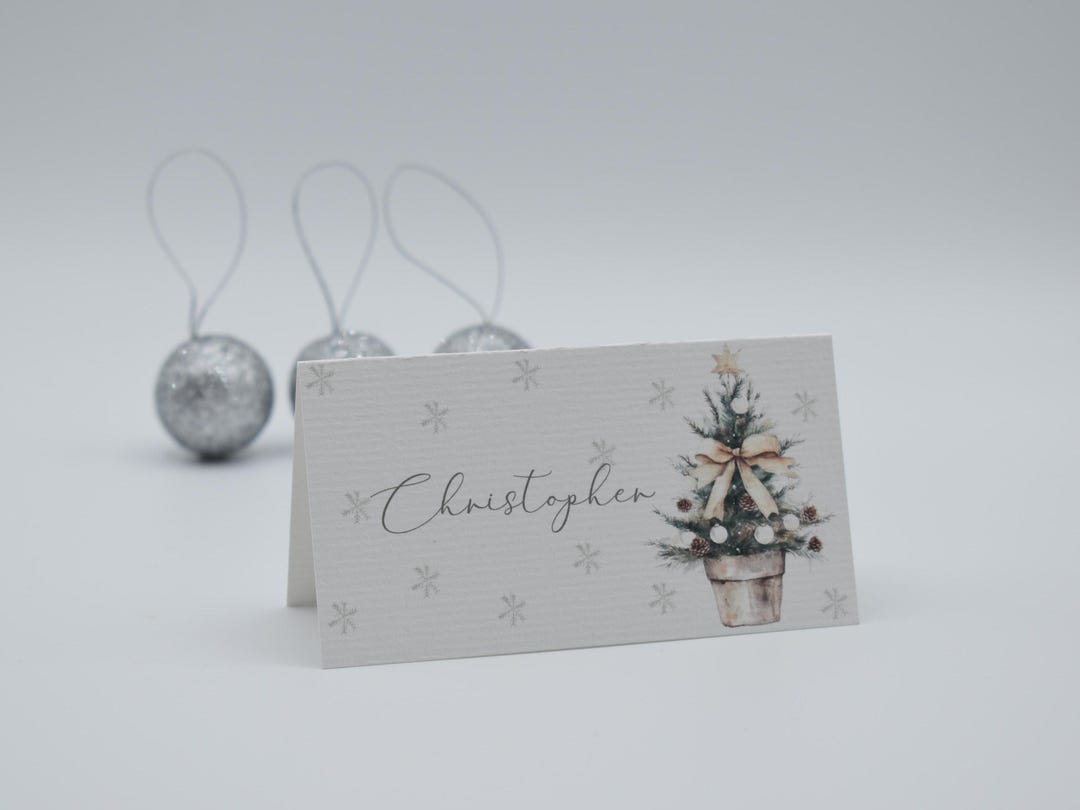 Personalised Christmas Place Cards, Festive Table Name Settings ...