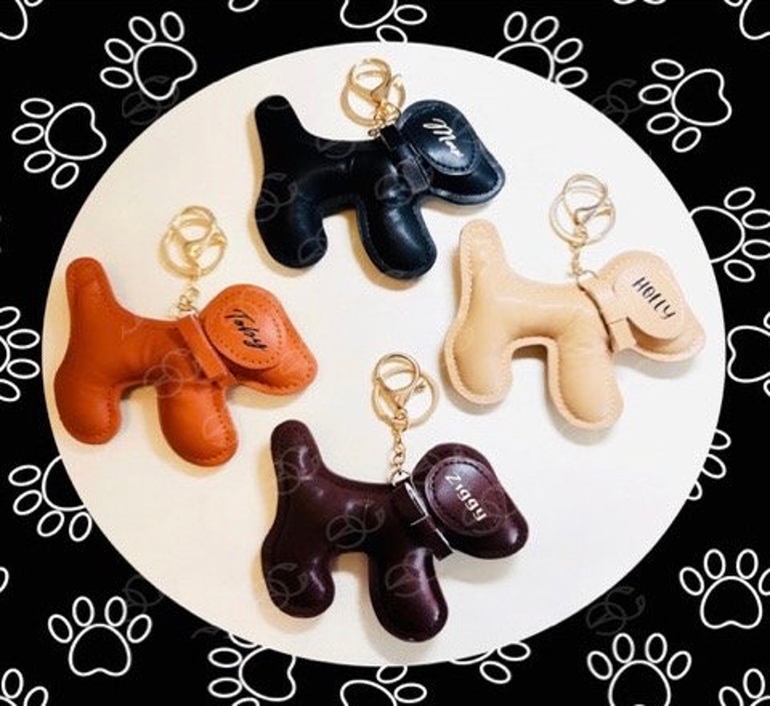 Personalized Leather Puppy Dog Keychains Key Chains Gifts Custom for ...
