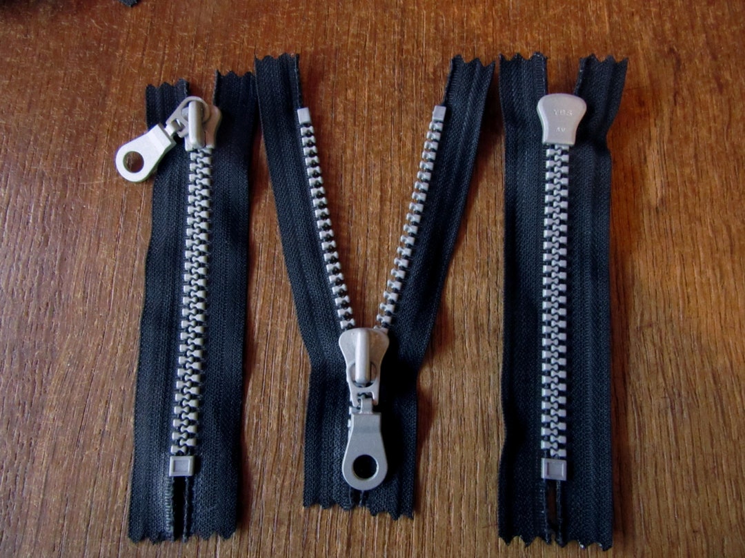 5.25" 13cm Closed End Super Chunky Zip Plastic Zipper Black Grey Teeth ...