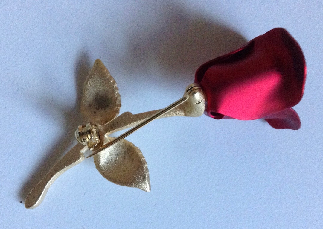 Vintage Red Rose Pin Brooch - Etsy