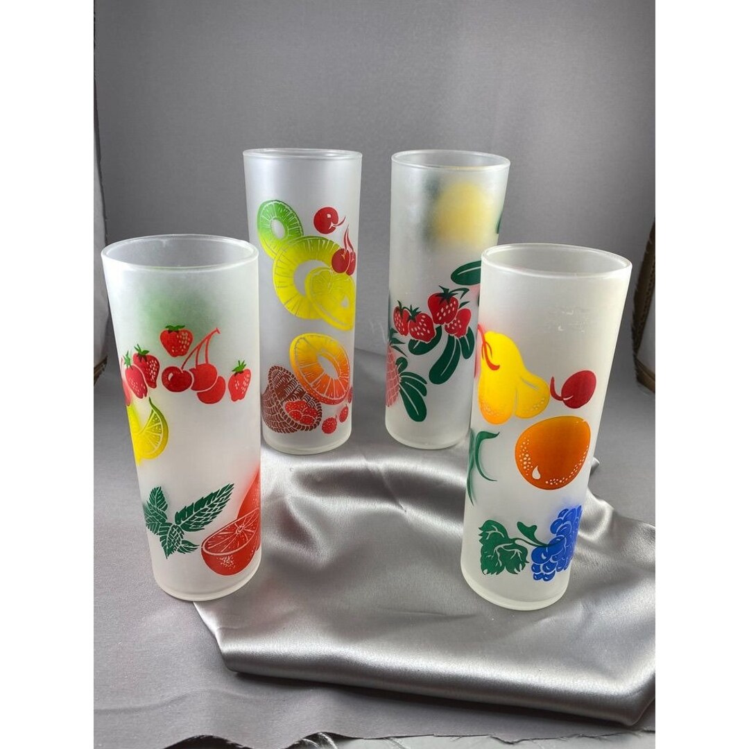 Federal Glass Frosted Fruit Collins, Zombie, Iced Tea, Cocktail Glasses ...