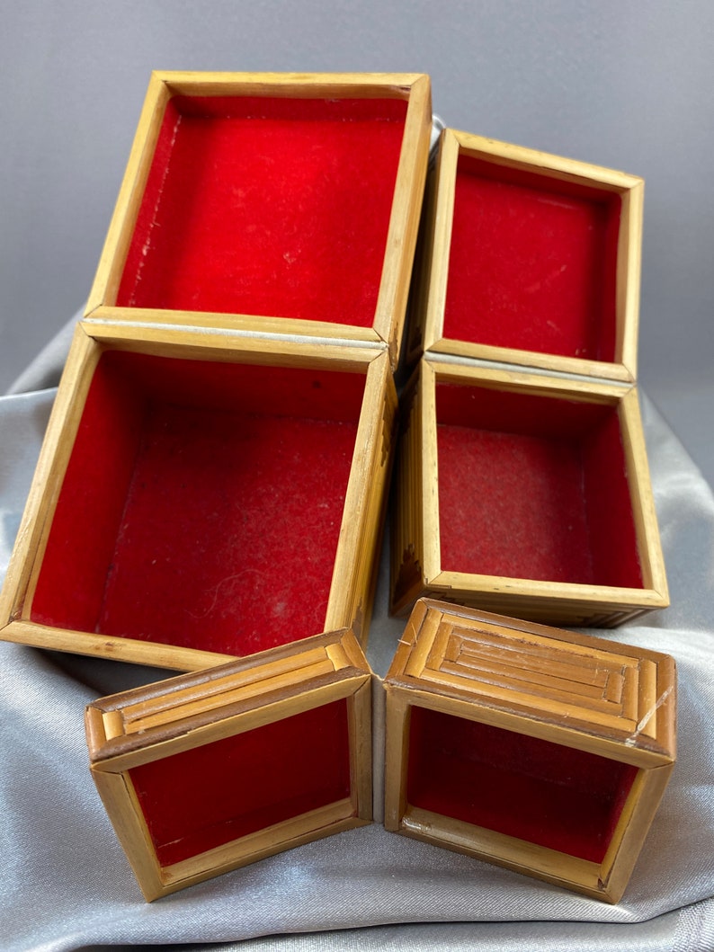 Nesting Stacking Boxes Vintage Philippine Wood/woodburned - Etsy