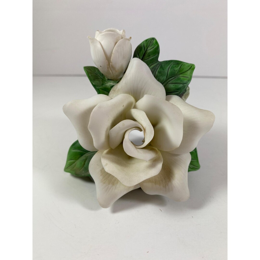 Vintage Night Light Cover Porcelain White Rose & Leaves Floral Design ...