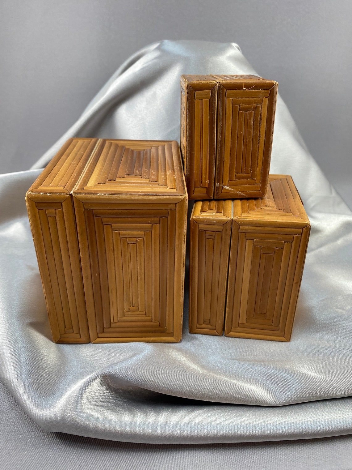 Nesting Stacking Boxes Vintage Philippine Wood/woodburned - Etsy