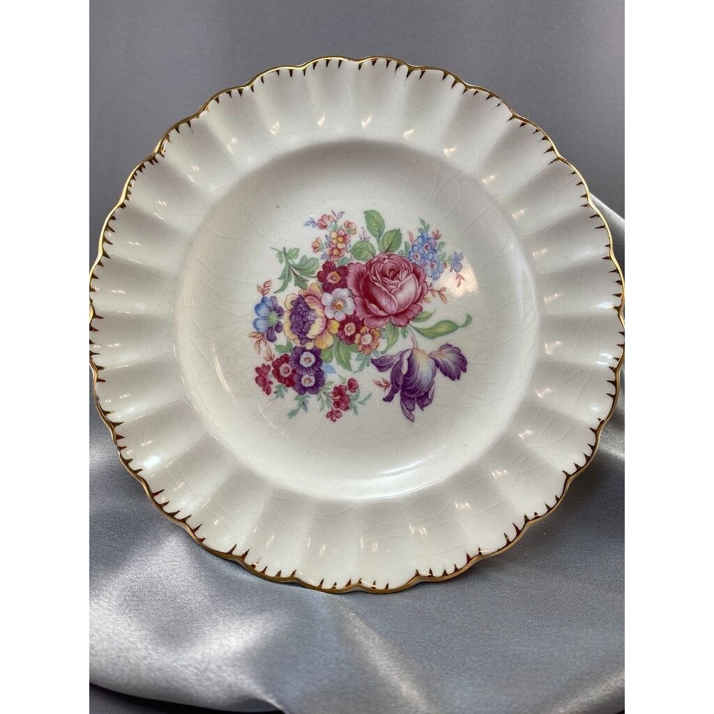 Leigh Ware 22K GF Fluted Edge Dessert Bread Plates4 6 1/4 Diameter ...
