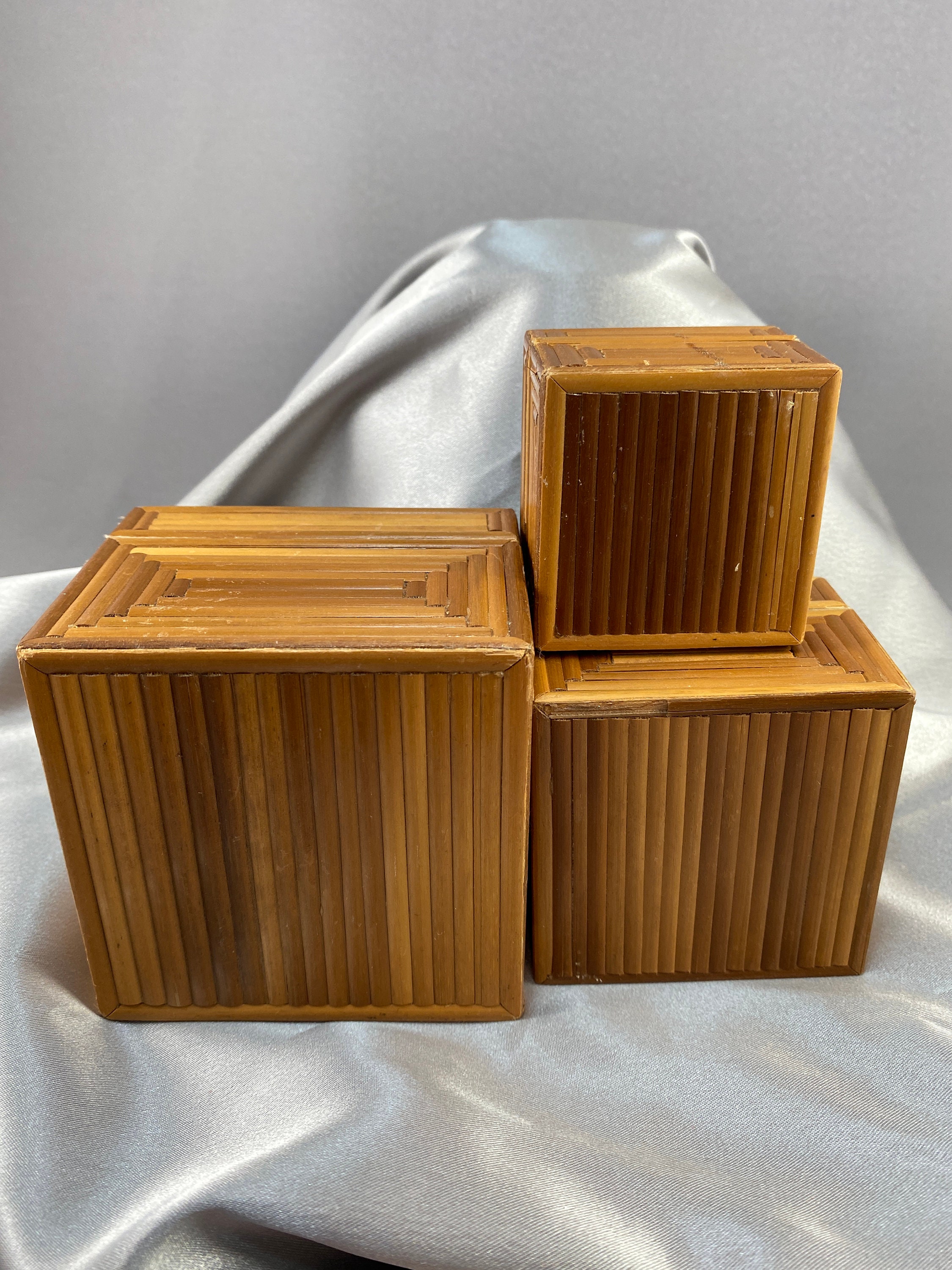 Nesting Stacking Boxes Vintage Philippine Wood/woodburned - Etsy