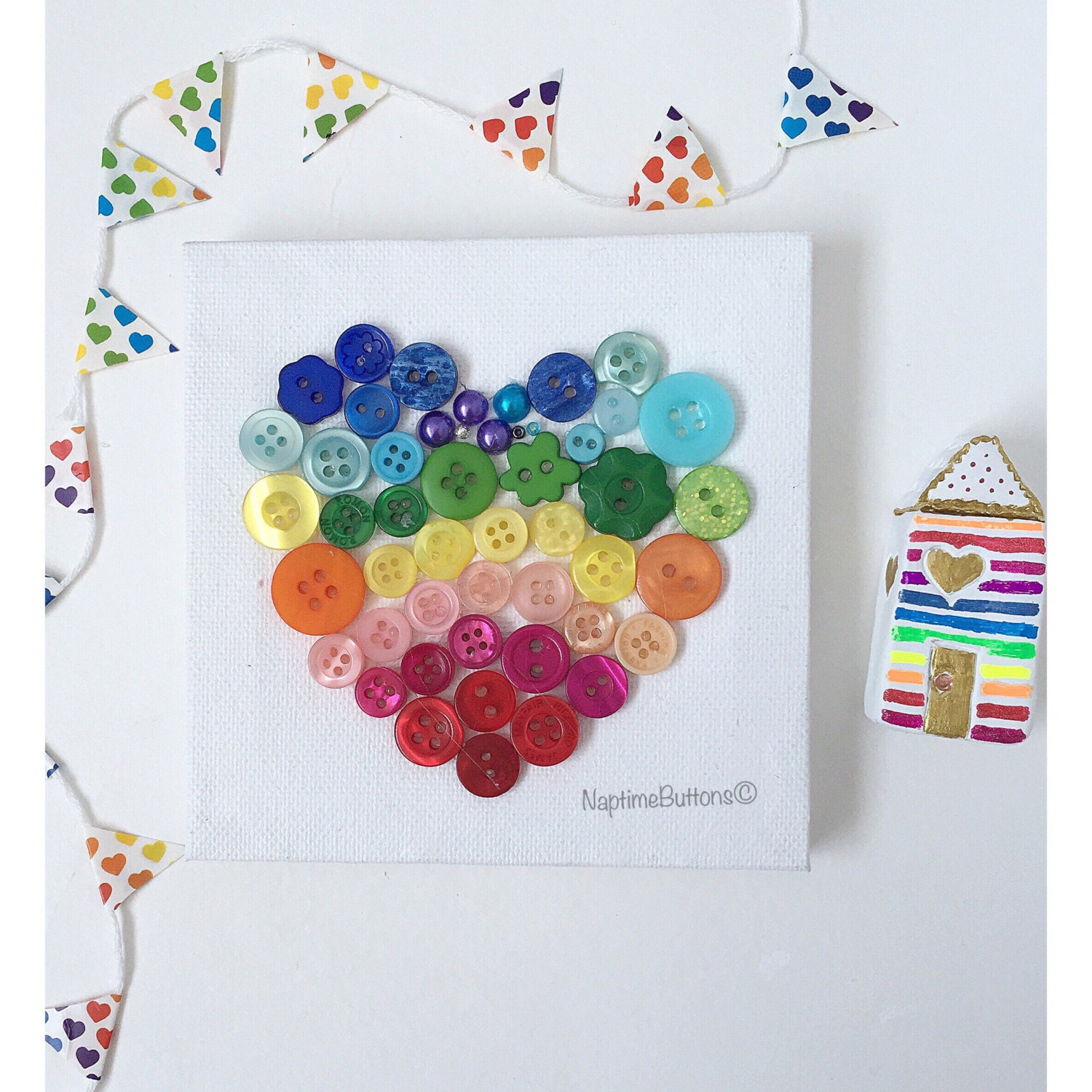 Rainbow Button Heart. Teacher Gift. Button Heart. Rainbow | Etsy
