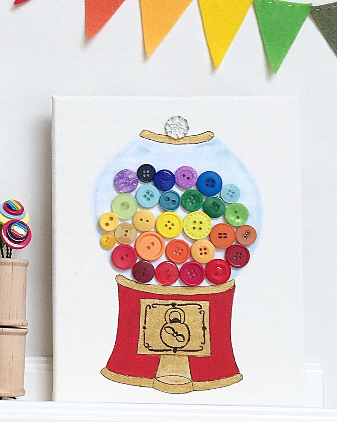 Gumball Machine Button Art. Customized Gumball Machine. - Etsy