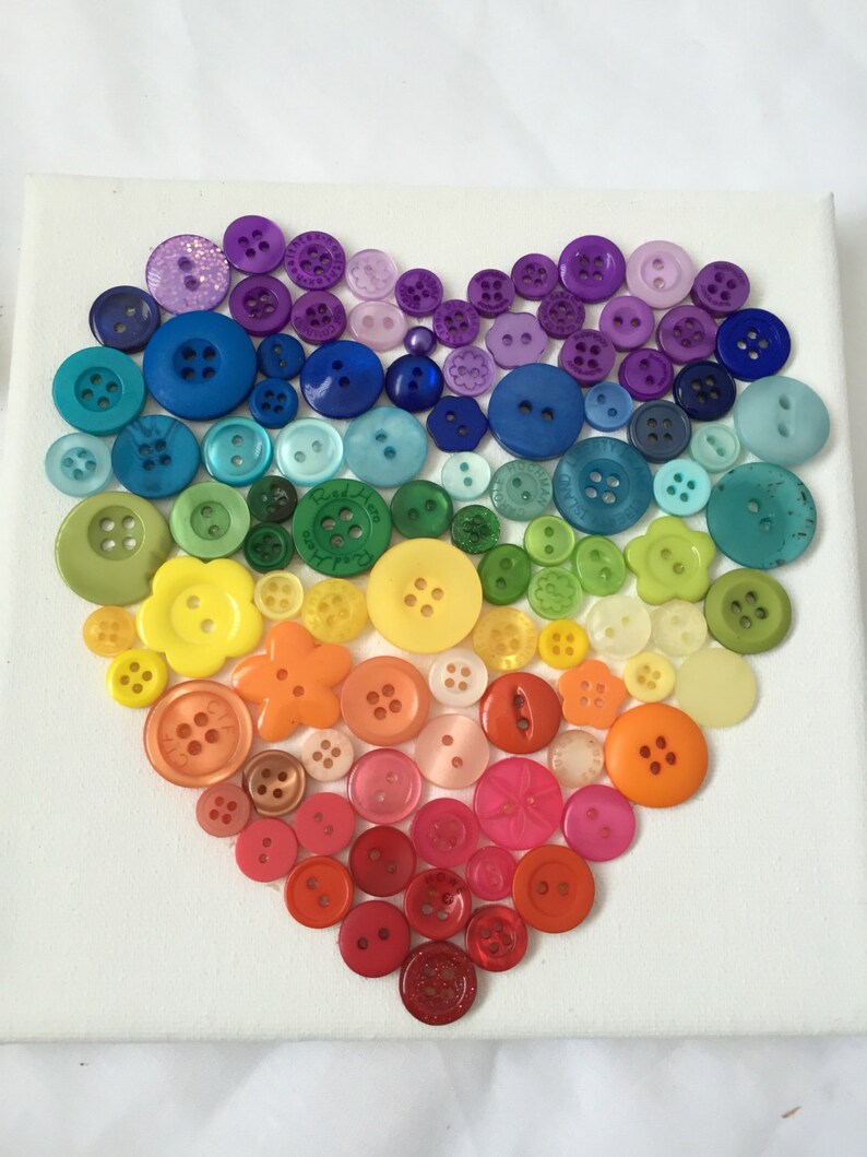 Rainbow Button Heart. Teacher Gift. Button Heart. Rainbow - Etsy
