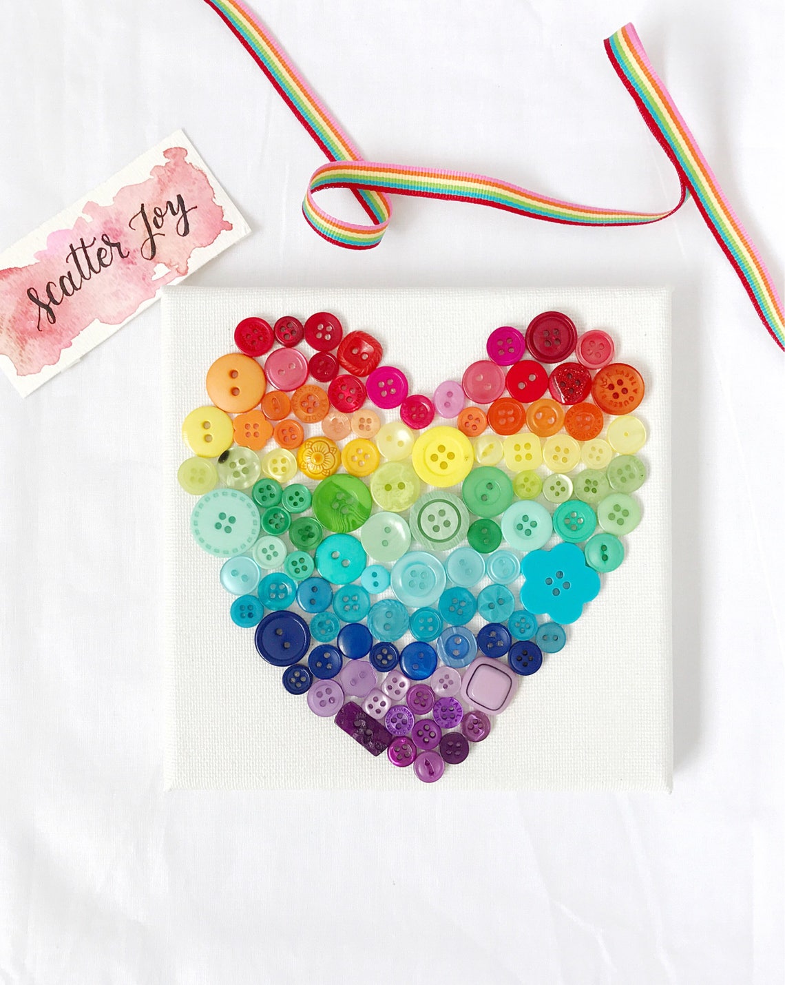 Rainbow Button Heart. Teacher Gift. Button Heart. Rainbow - Etsy