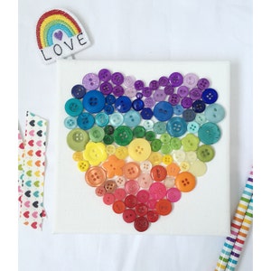 Rainbow Button Heart. Teacher Gift. Button Heart. Rainbow - Etsy