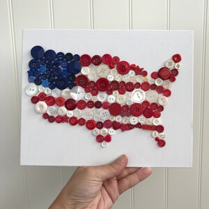 Patriotic US Button Map. Red White and Blue USA Map. US Map. Button Map ...