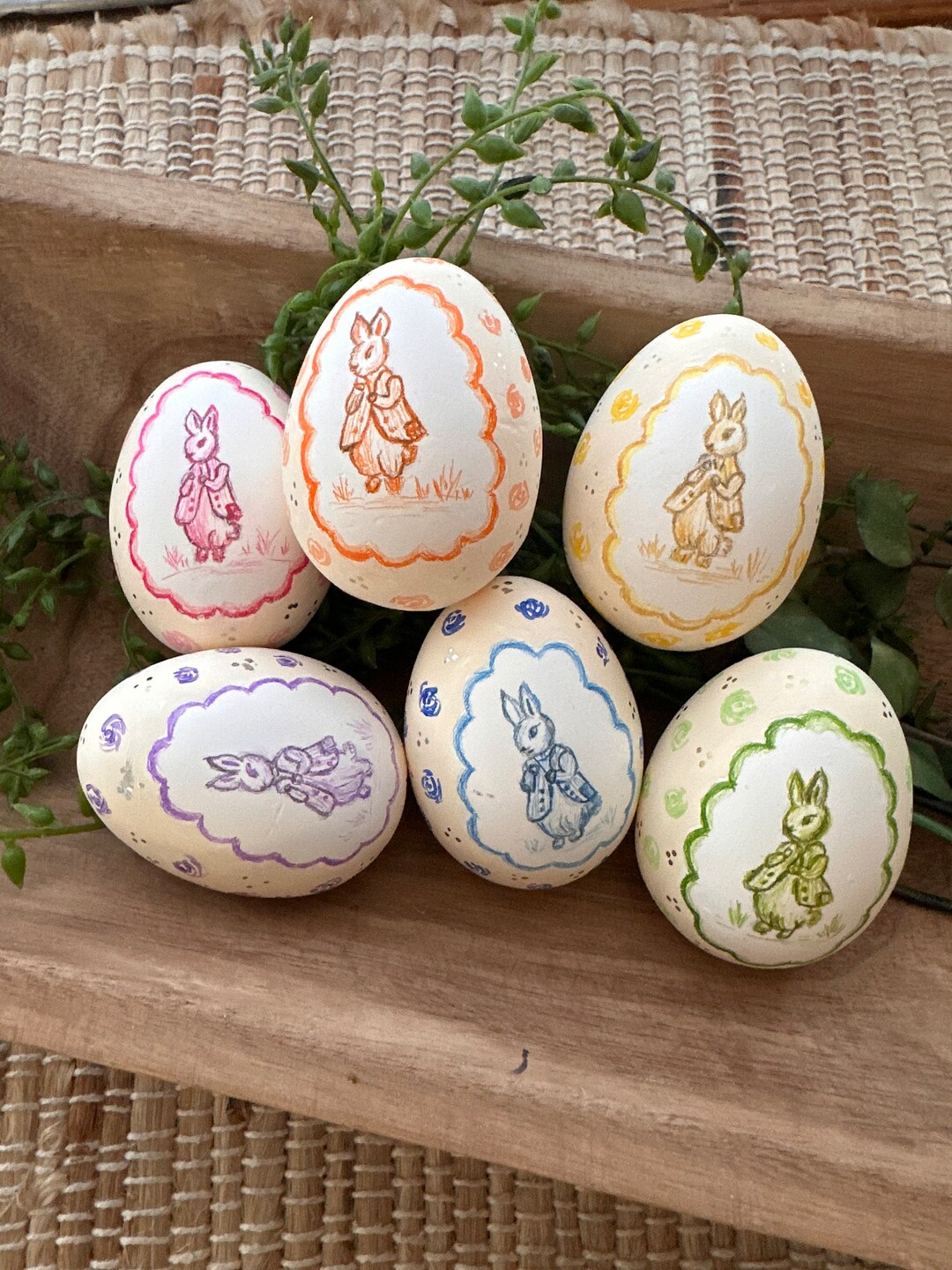 Handpainted Ceramic Easter Egg Set of Six. Peter Rabbit Easter Eggs ...