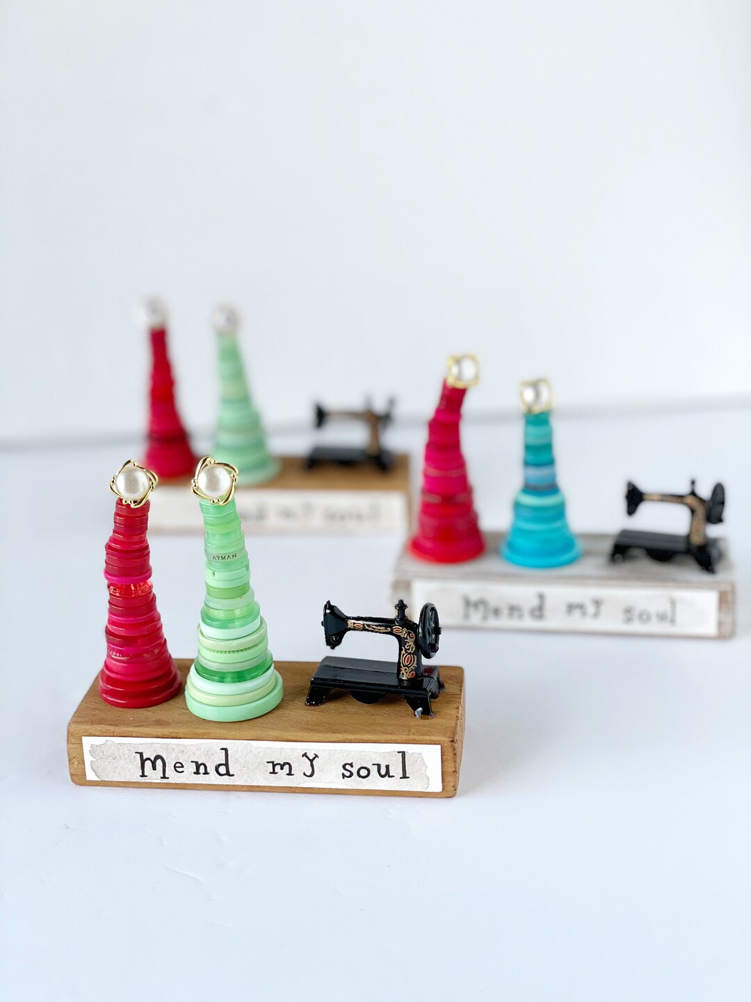 Sewing Machine Button Trees on Wood. Seamstress Gift. - Etsy