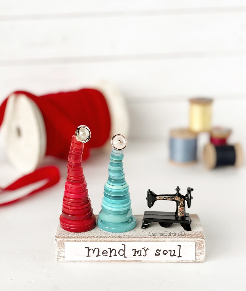 Sewing Machine Button Trees on Wood. Seamstress Gift. - Etsy