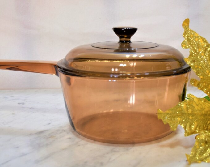 Amber Vision Cookware Cooking Pot With Lid Medium 1.5 Liter Pan 2 Piece ...