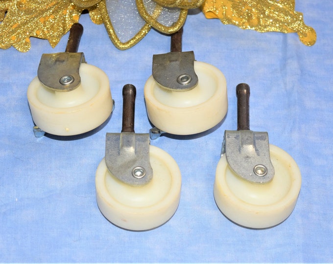 Vintage Casters Acrylic Wheels Matching Set of 4 White Wheels - Etsy