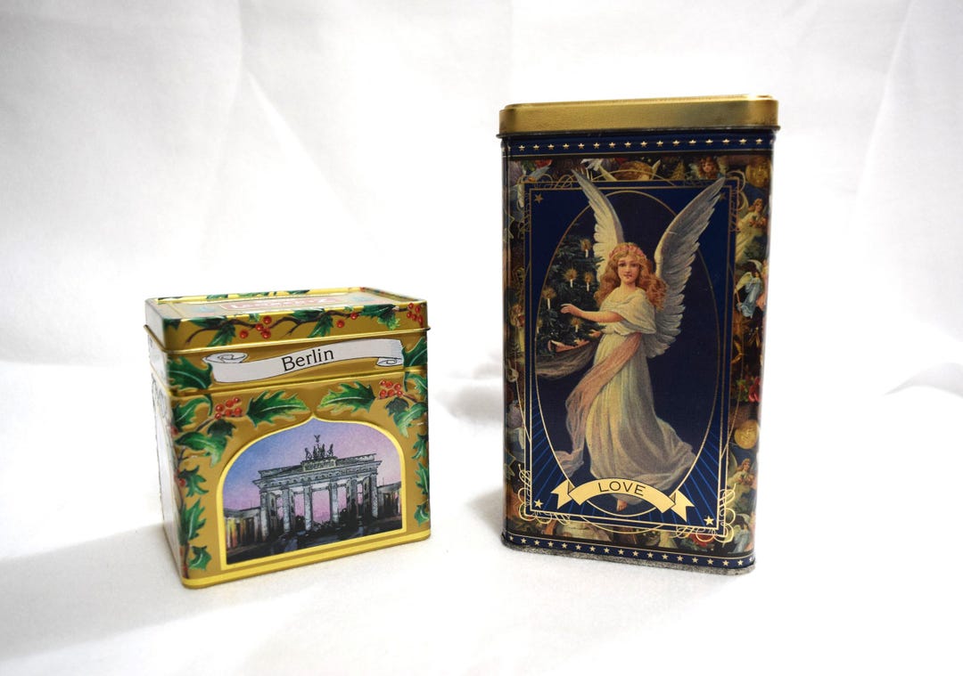 Vintage Decorative Tins Christmas Angels in Blue Tin or Musical ...