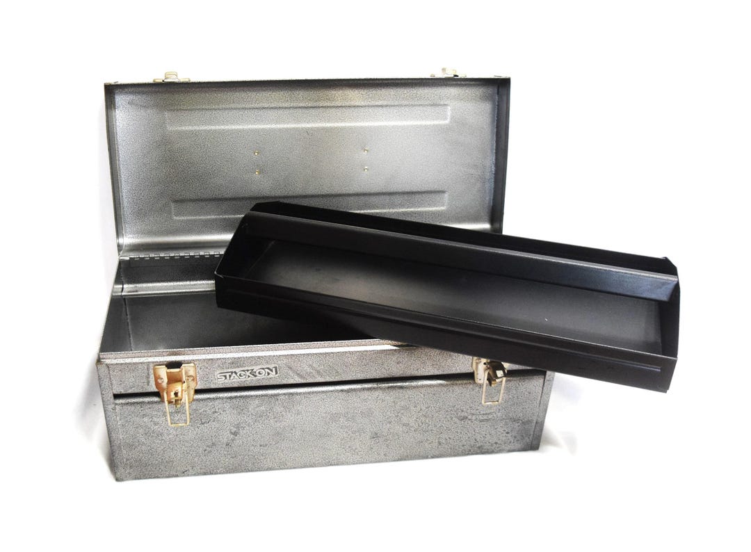 Vintage Large Gray Tool Box With Lift Out Tray by Stack on Metal 20 ...