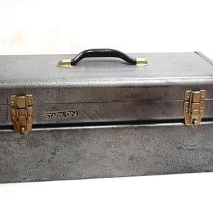 Vintage Large Gray Tool Box With Lift Out Tray by Stack on Metal 20 ...
