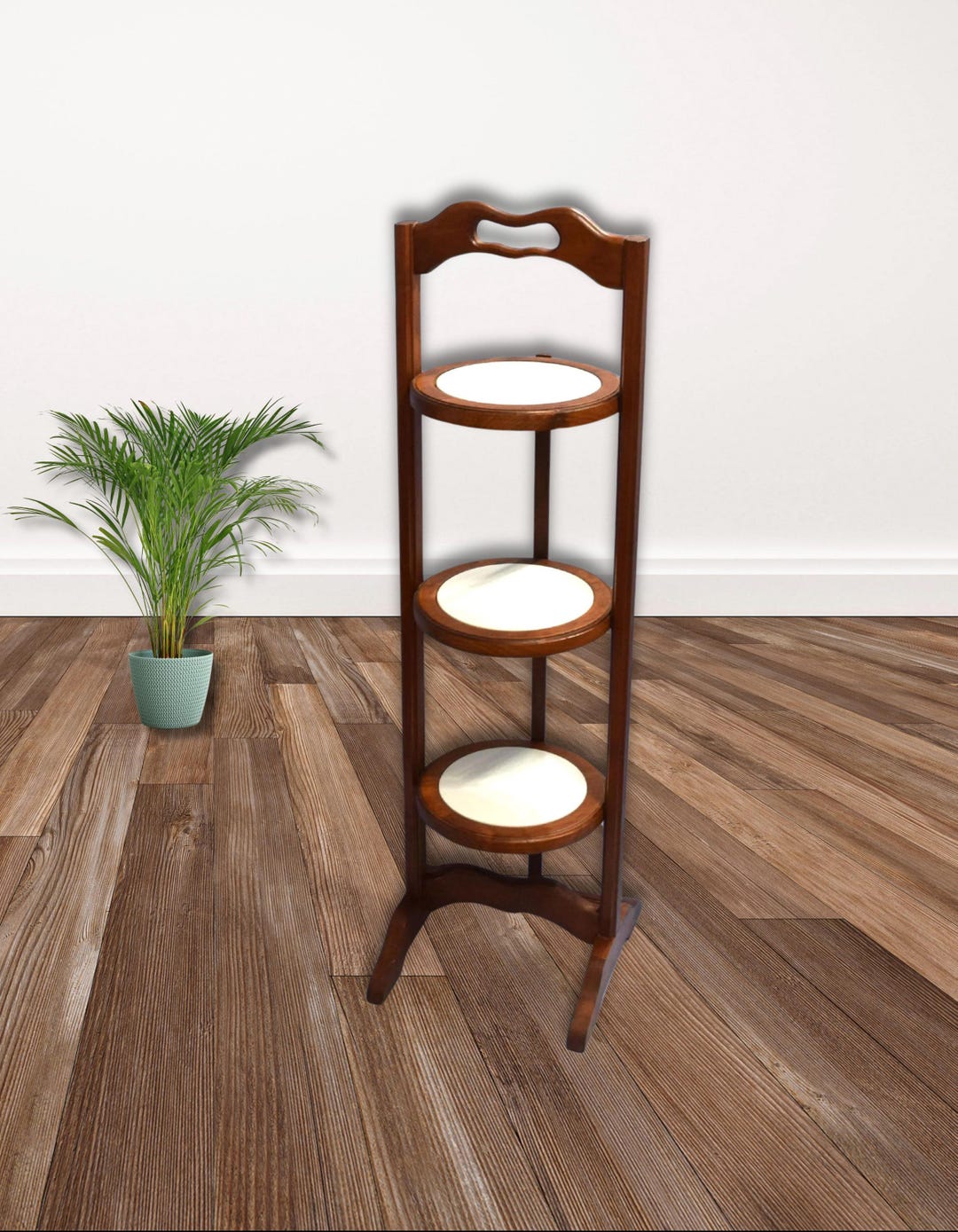 Vintage Wood 3 Tier Pie Shelf Folds Flat Cake Pastries Cupcakes 3 Tall ...