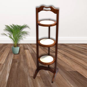 Vintage Wood 3 Tier Pie Shelf Folds Flat Cake Pastries Cupcakes 3 Tall ...