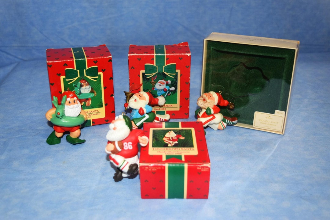Vintage Hallmark Sports Ornaments Athletic Santa Claus Touchdown ...