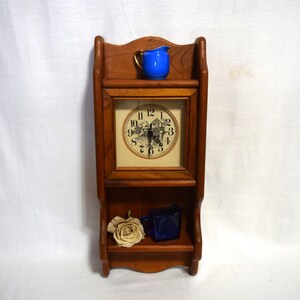 Vintage Wood Shelf Cabinet With Clock Center Watermill Face Clock ...