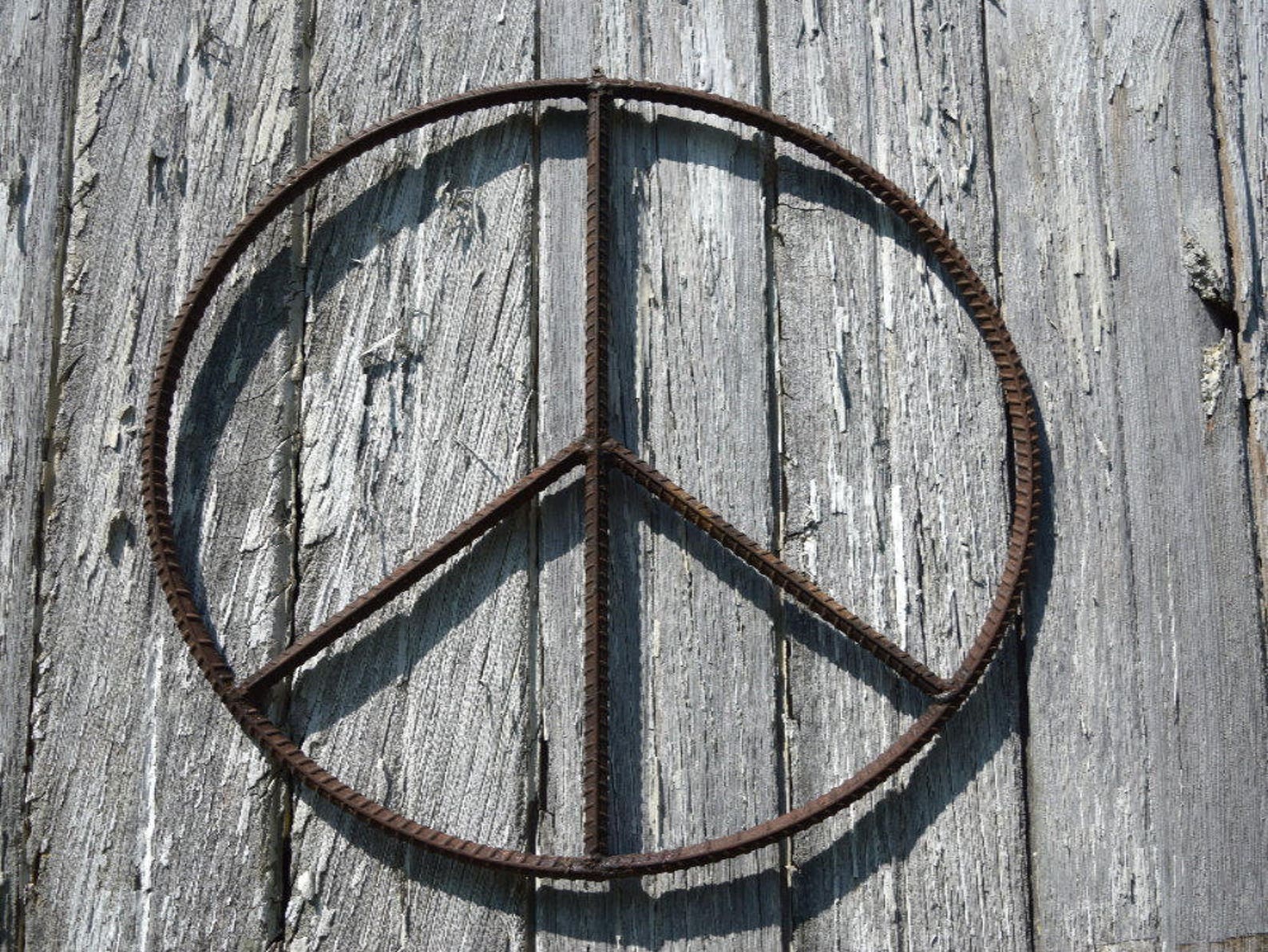 Large Peace Sign Rebar Art 20 or 24 Inch Metal Wall Hanging or - Etsy
