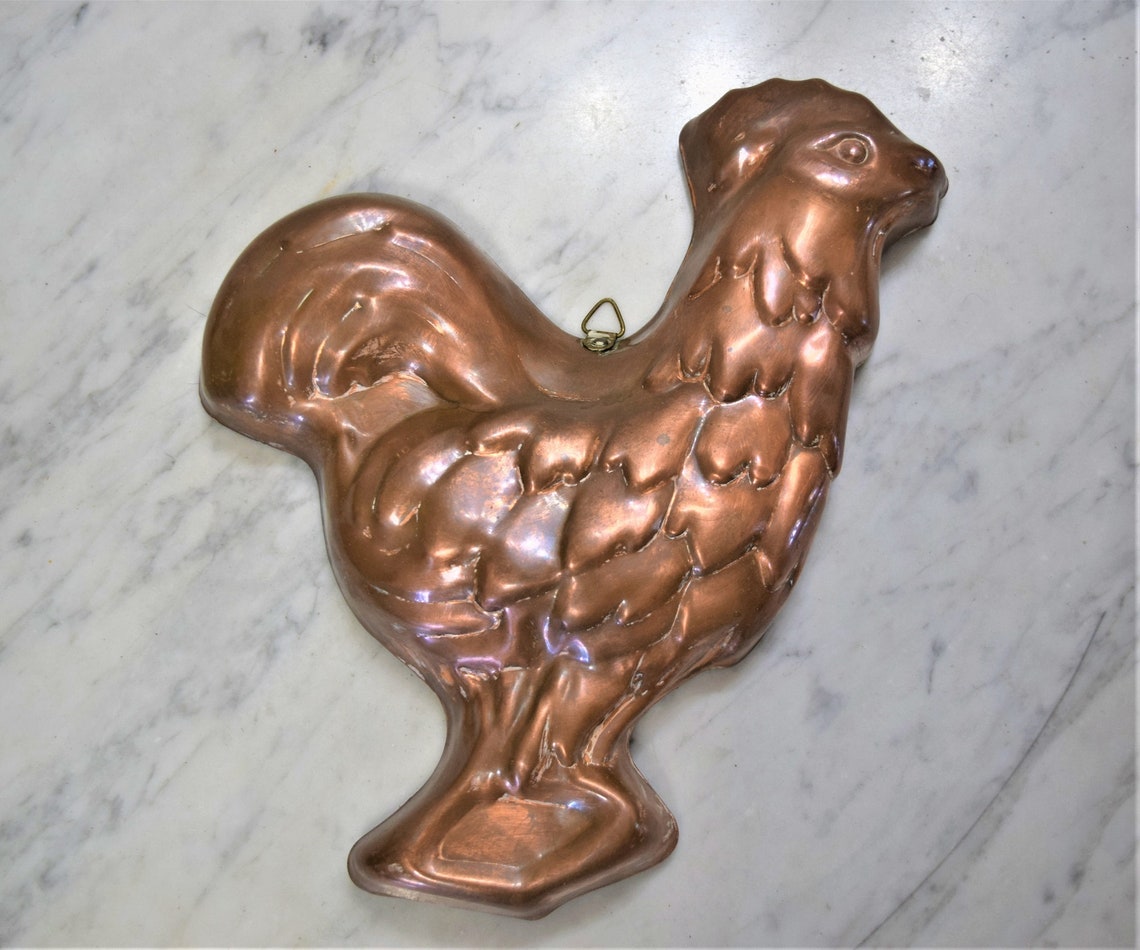 Vintage Copper Clad Chicken Jello Molds Hen on Nest or Rooster - Etsy