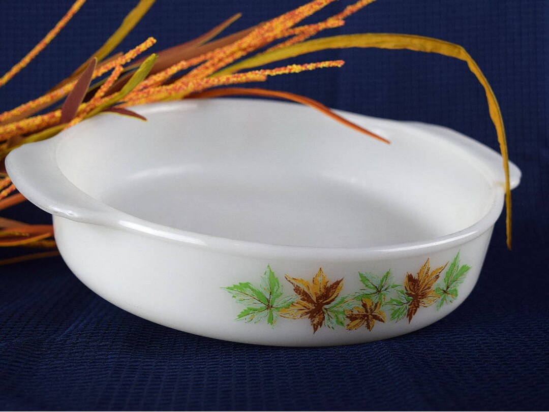 Vintage Fire King Casserole Dish Salem Maple Leaf Pattern Baking Dish ...