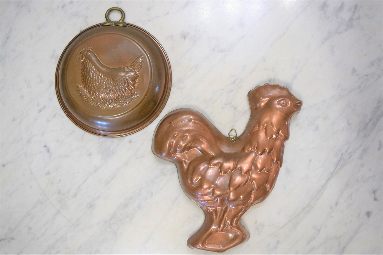 Vintage Copper Clad Chicken Jello Molds Hen on Nest or Rooster - Etsy