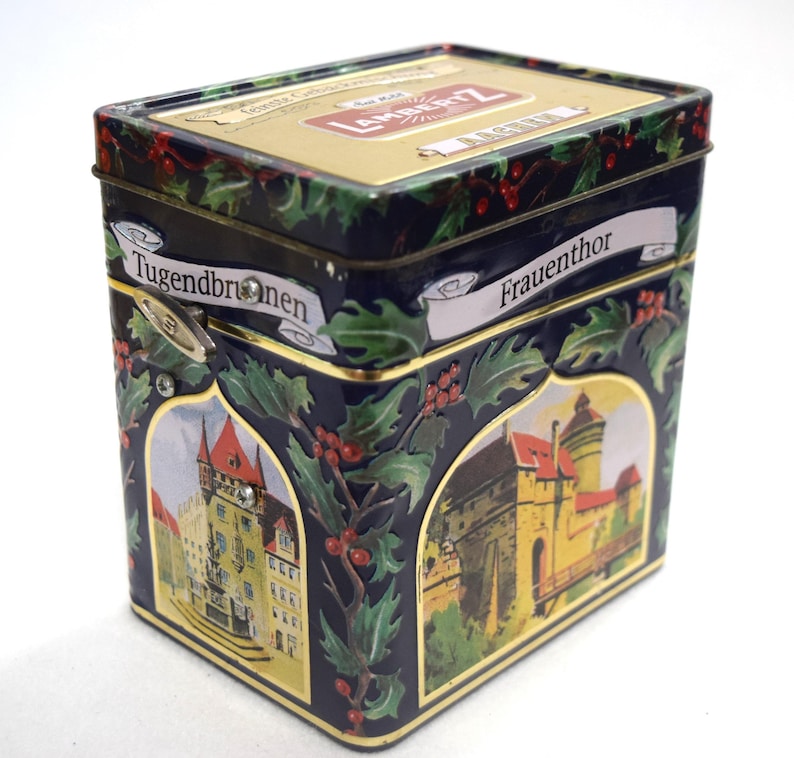 Vintage Decorative Tins Christmas Musical Lambertz Biscuit German Tin ...