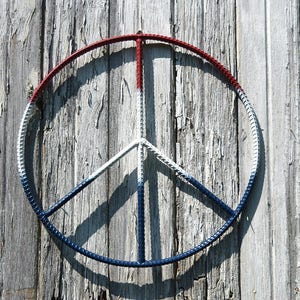 Large Peace Sign Rebar Art 20 or 24 Inch Iron Metal Wall Hanging or 12 ...