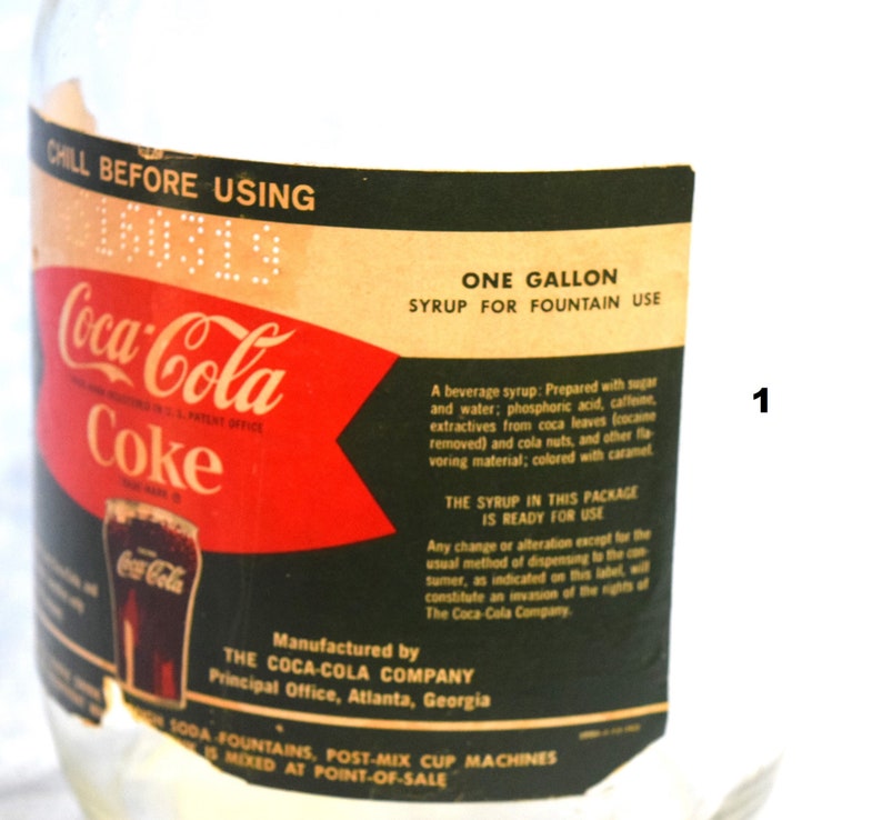 MCM Coca Cola Jug Vintage Fountain Syrup Gallon Jug With Cap Labels ...