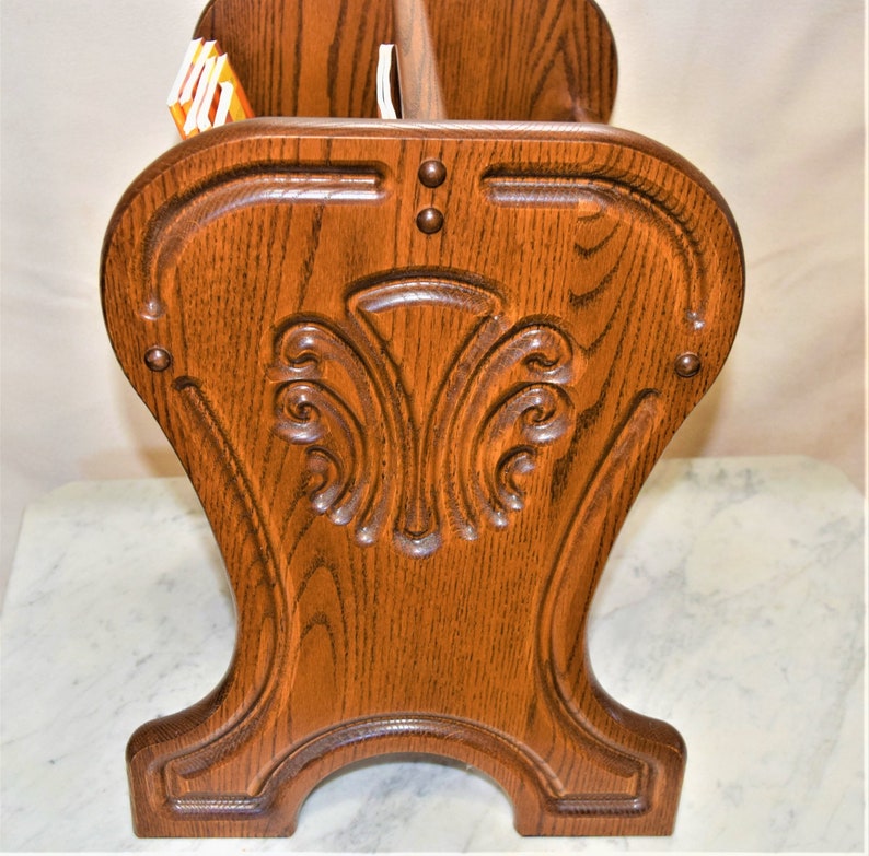 Vintage Solid Wood Magazine Rack With Pressed Wood Design | Etsy