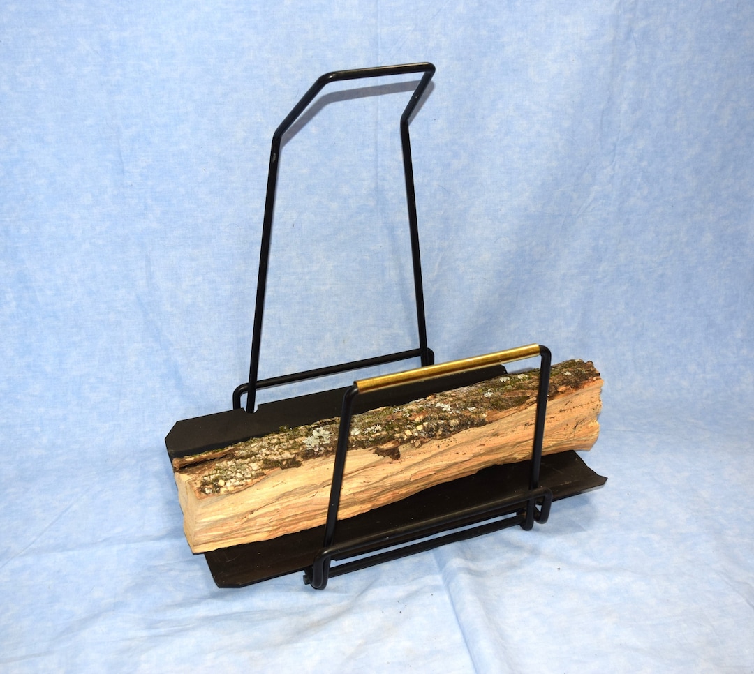Vintage Wrought Iron Log Rack Fireplace Log Holder All Metal Wood Rack ...