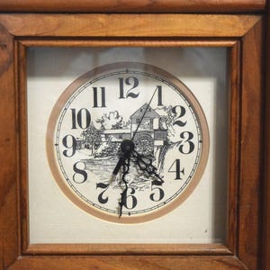 Vintage Wood Shelf Cabinet With Clock Center Watermill Face Clock ...